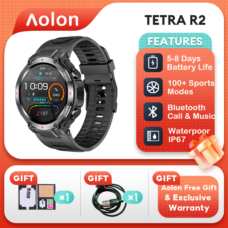 【Garansi 3 tahun】Aolon Tetra R2 Smartwatch Olahraga Pria IP67 Tahan Air ...