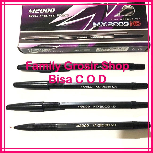 1 Box Isi 12 Pulpen MX2000ND Tinta Hitam Bolpoin Pen Pulpen Balpoint ...