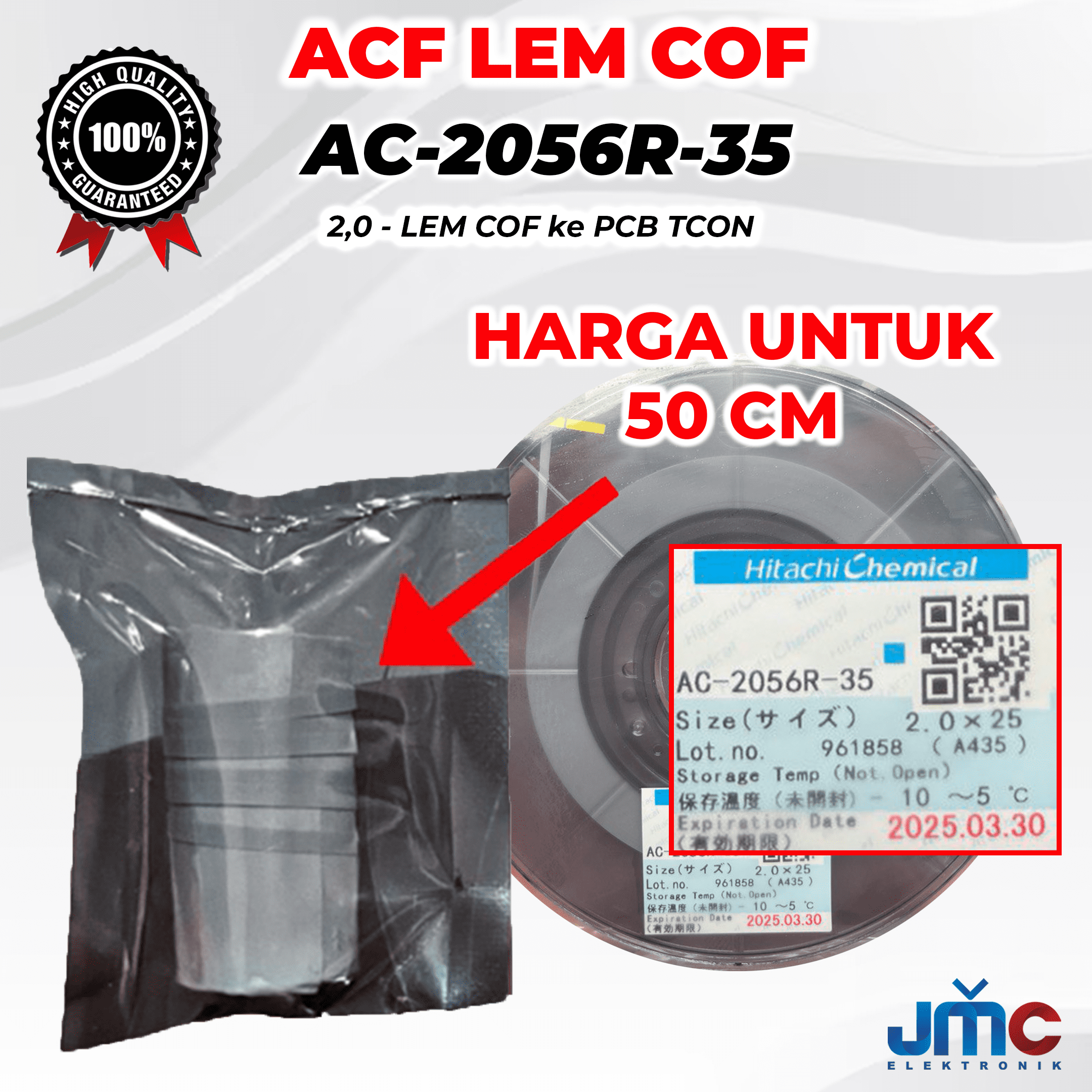 Lem ACF AC-2056R-35 & AC-7206U-18 Lem LCD COF flexibel ke LCD Tersedia 2 varian 50cm dan 1meter ...