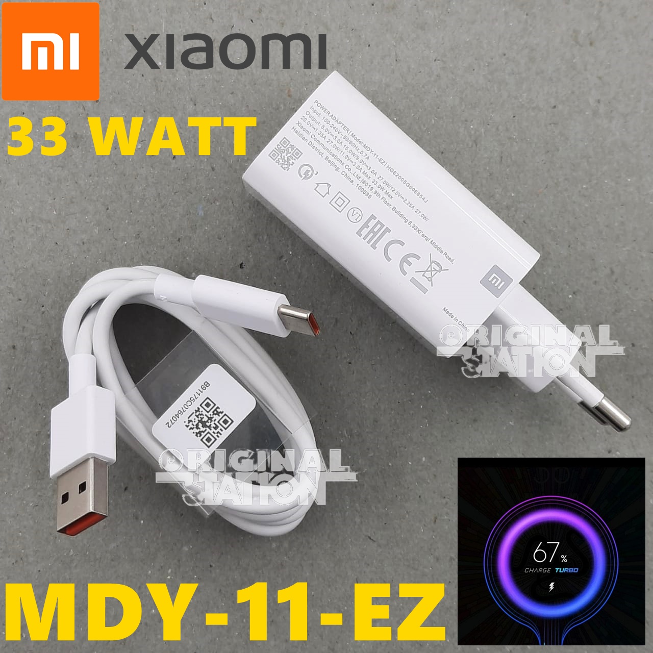 Xiaomi Charger 33 WATT Charger Turbo Original MDY-11-EZ For Xiaomi ...