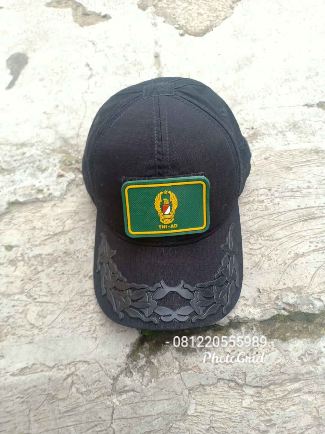 Topi pamen TNI AD hitam free patch rubber logo | Lazada Indonesia