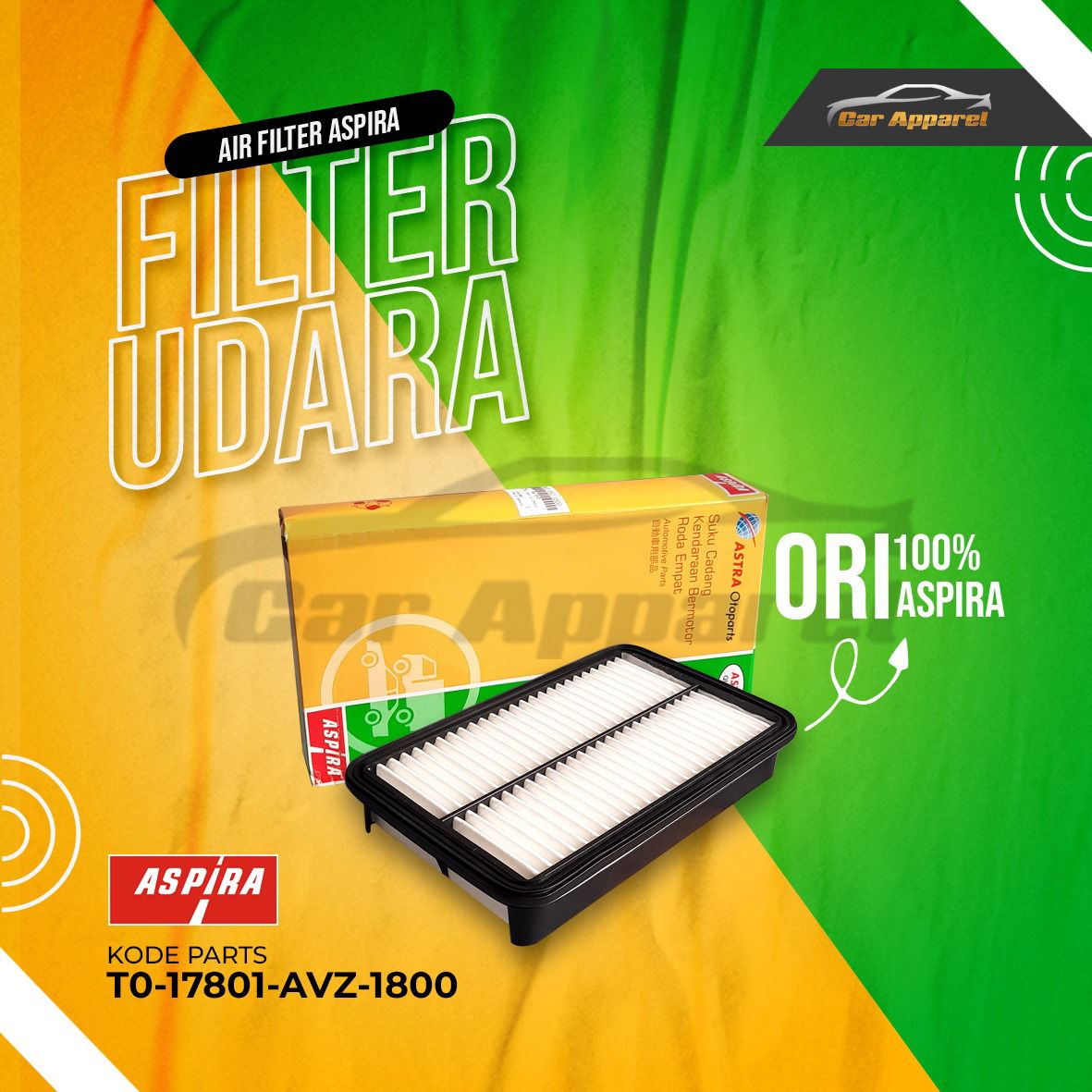 Air Filter Avanza Xenia 1000cc Aspira TO-17801-AVZ Filter Udara ...