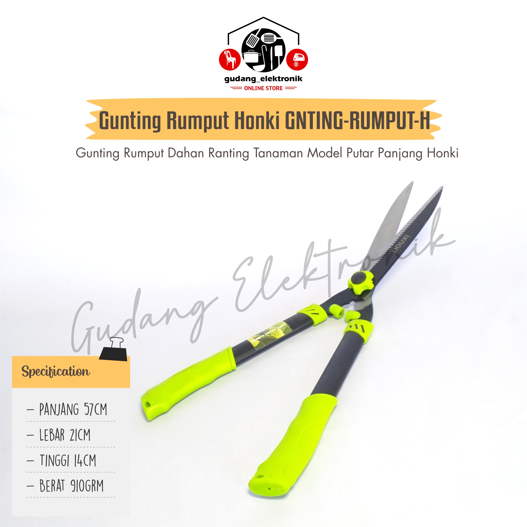 Gunting Rumput Dahan Ranting Tanaman Model Putar Panjang Honki | Lazada ...