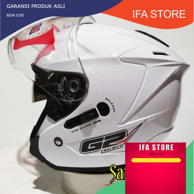 Helm Half Face G2 OPTIMAX Helem G2 OPTIMAX Solid White/modif Paket ...
