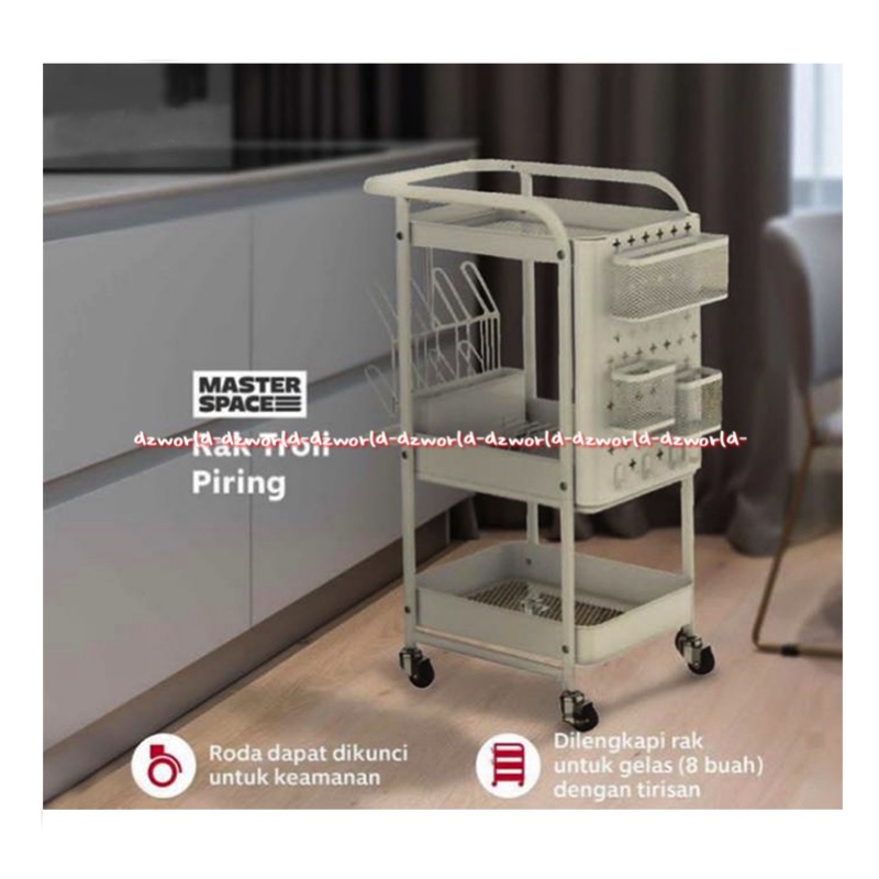 Master Space Rak Troli Piring Gelas Sendok Alat Masak Dengan Roda ...