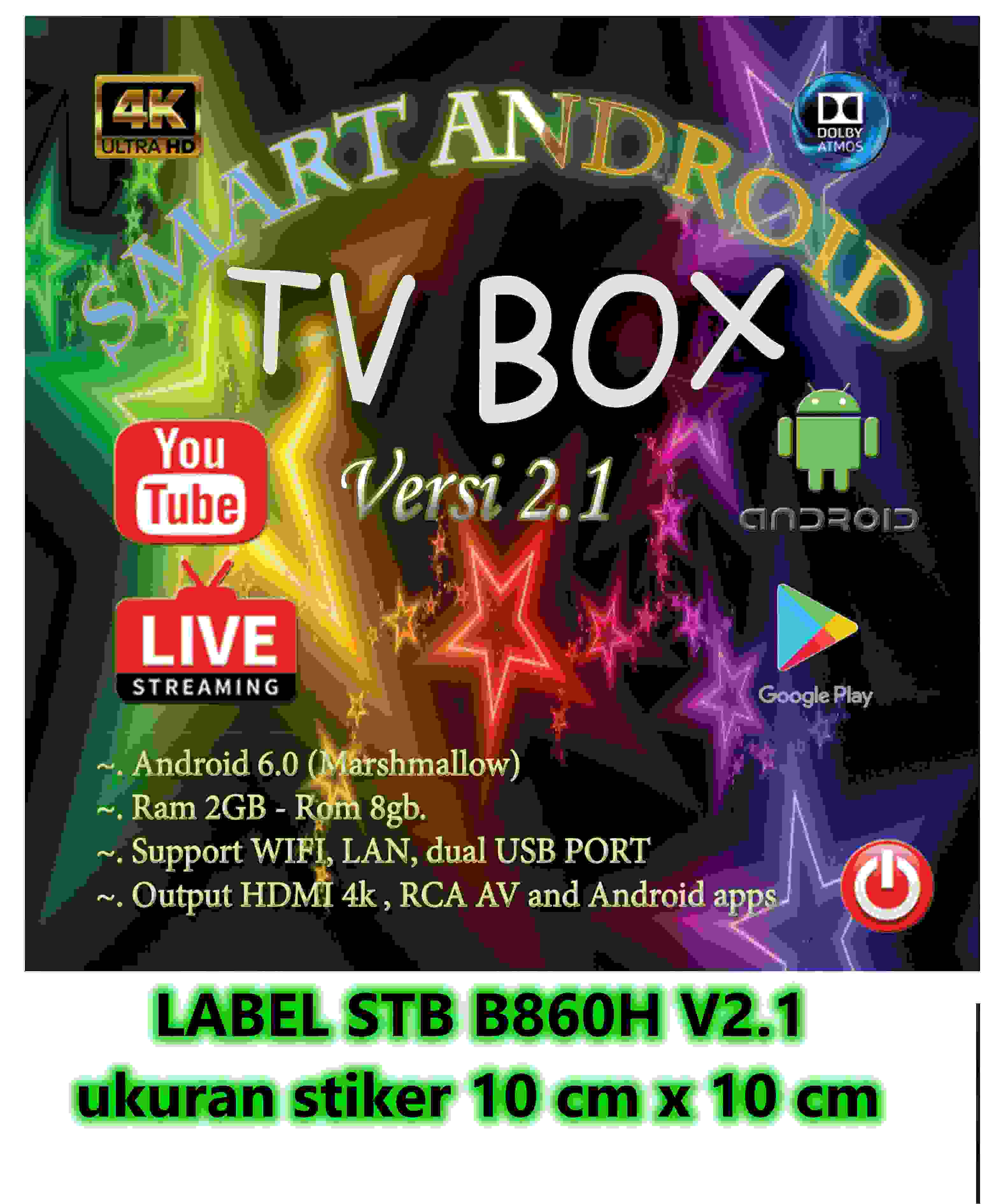 Label Sticker stiker STB Android TV set top box ZTE b860h b860 v1 v2 v5 ...