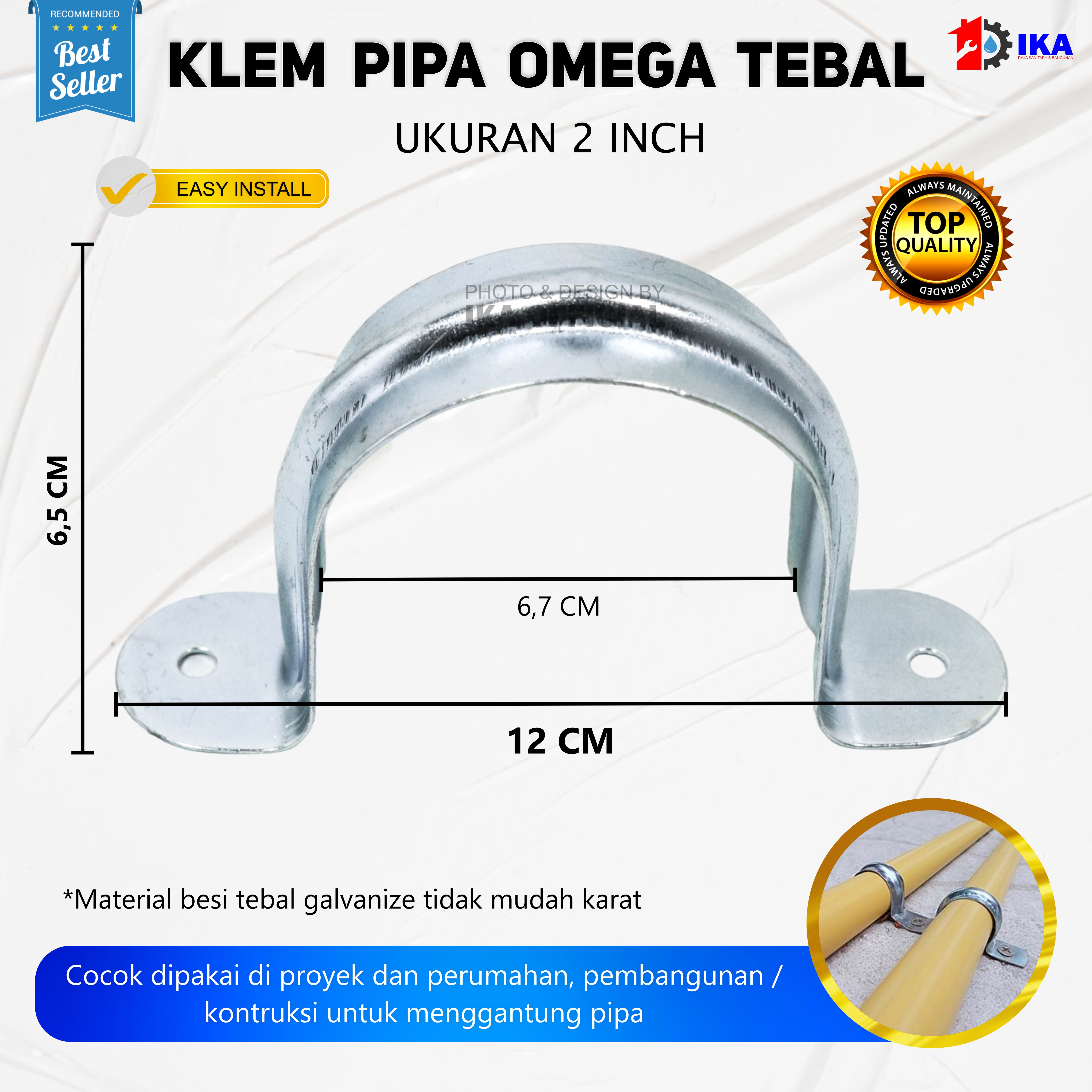 KLEM OMEGA 2" 2 1/2" 3" 4" CLAMPS OMEGA GALVANIS Klem Pipa Paralon Model Omega HARGA PER PCS ...