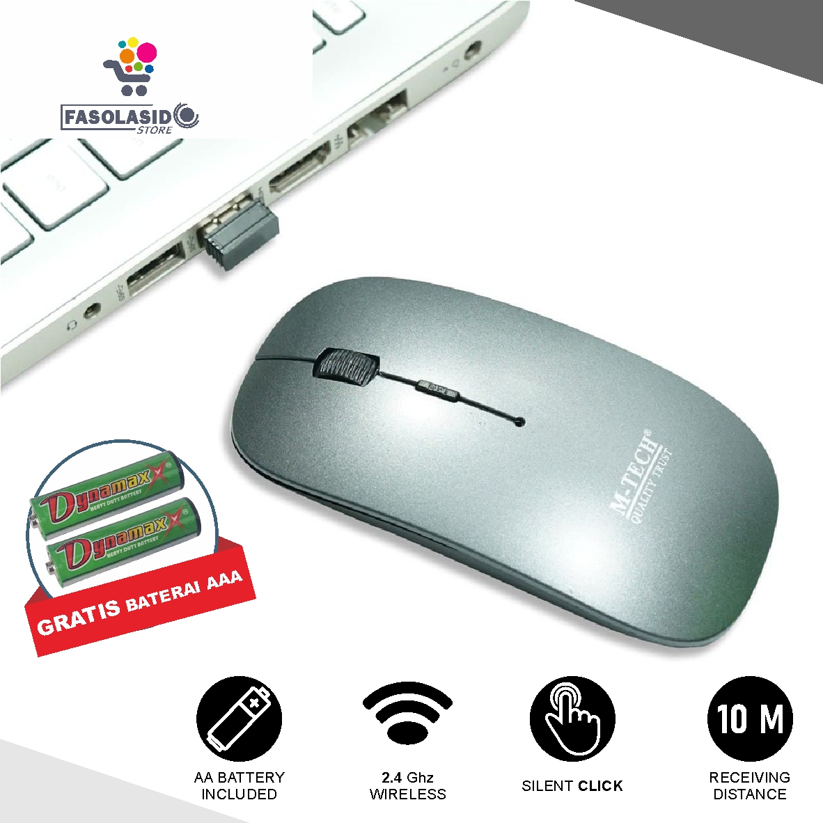 MOUSE WIRELESS SLIM BONUS GRATIS BATERAI / MOUSE WIRELESS MTECH 6070 ...