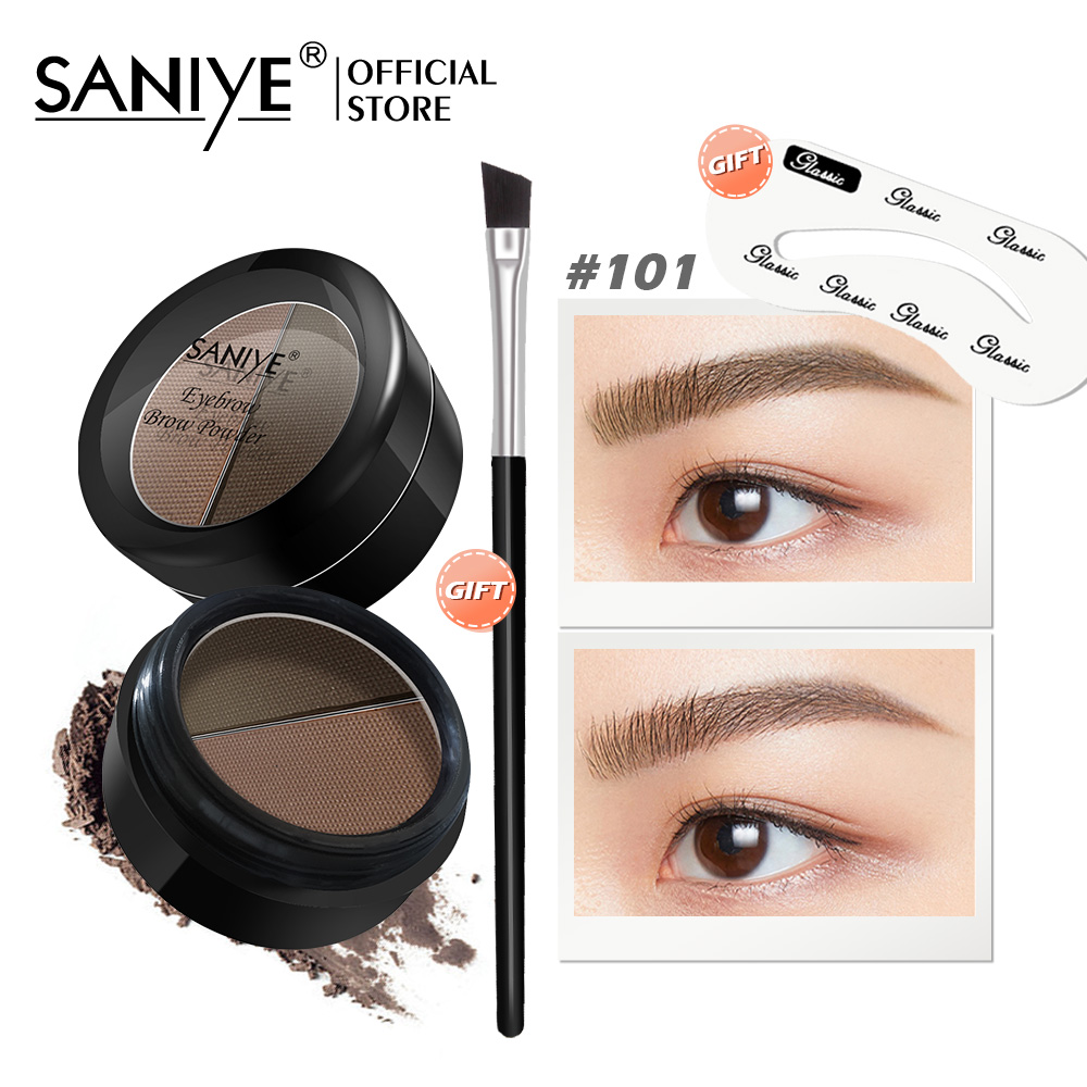 SANIYE 2 Warna Bedak Alis Tahan Lama Waterproof Eyebrow Powder Palet ...