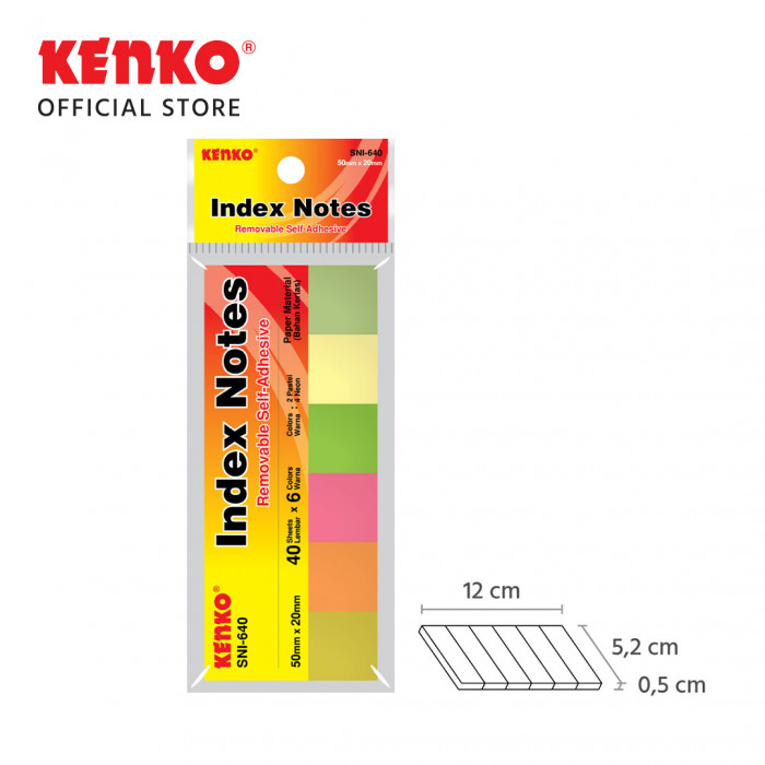 INDEX NOTES KENKO 50MM X 20MM STICKY NOTE PEMBATAS SNI 640 | Lazada ...
