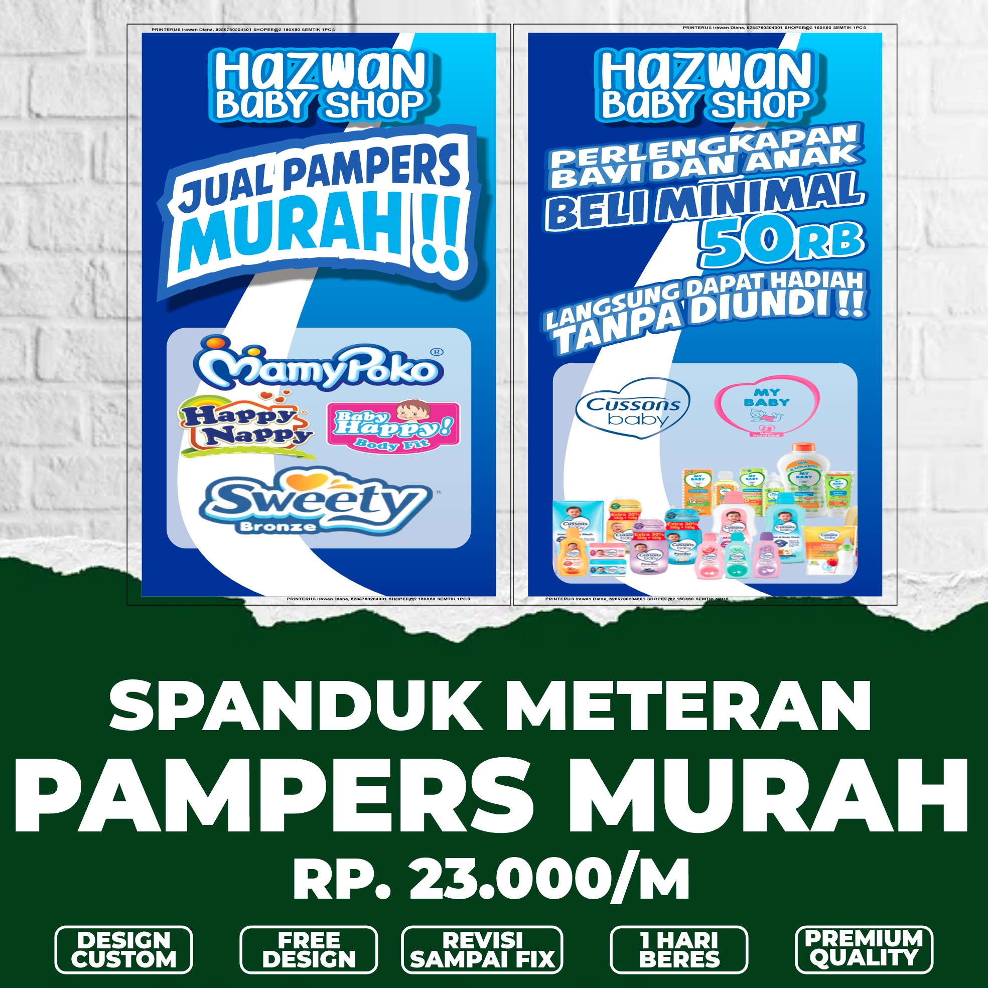 Spanduk pampers murah / banner pampers murah / spanduk banner meteran ...