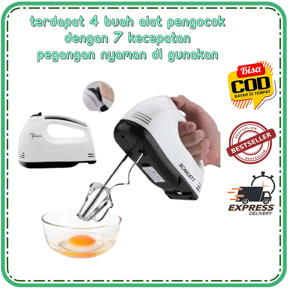 Handmixer Scarlett Pengocok Kue Telur Najah Mixer Tangan 7 Kecepatan