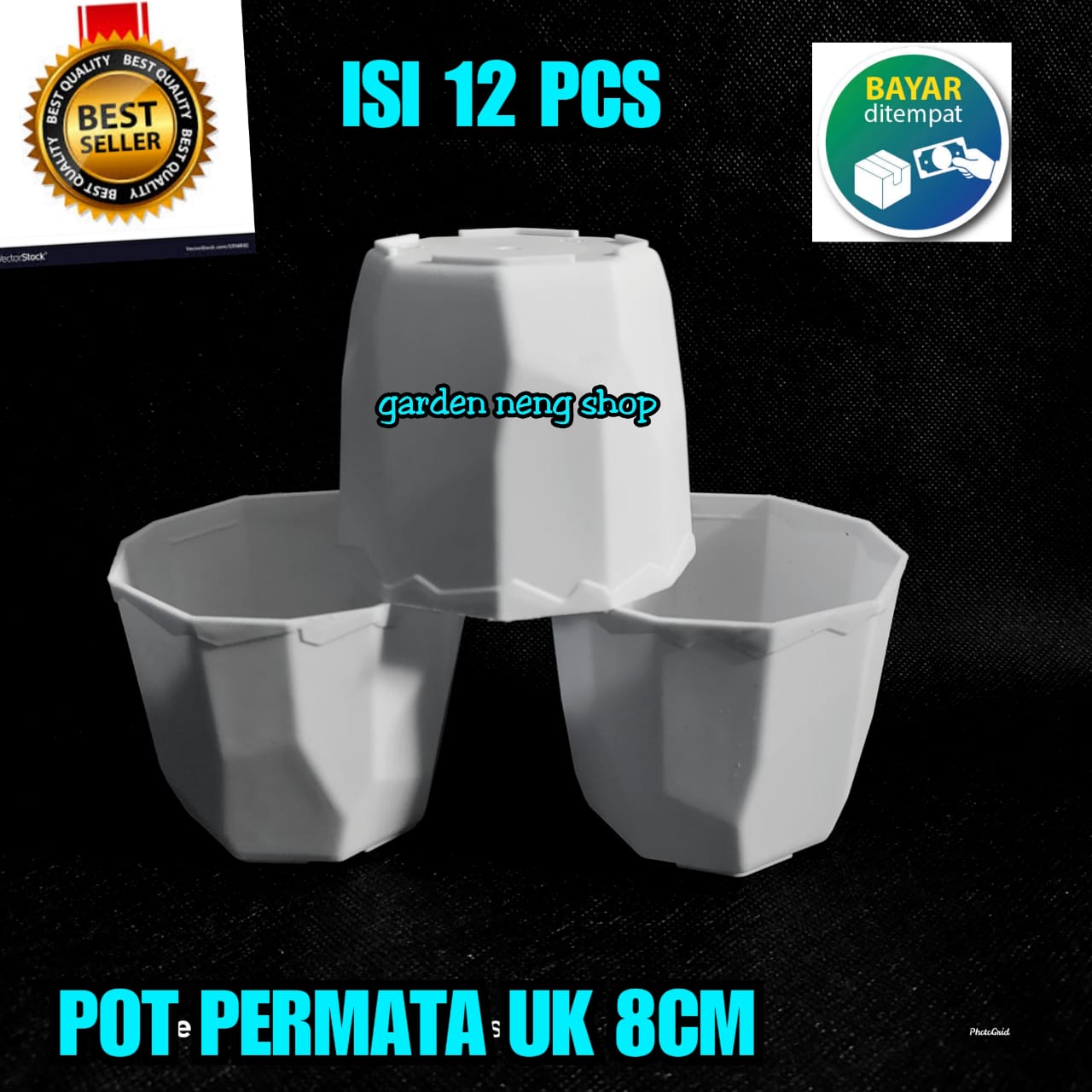 LUSINAN ( 12 PCS ) Pot permata 8 putih pot kecil 8 cm kaktus mungil ...