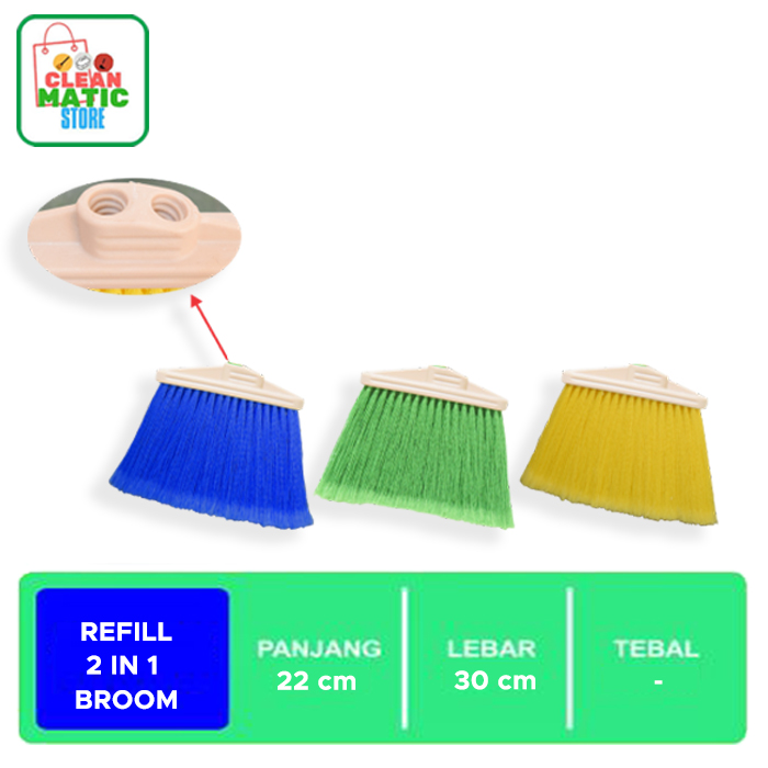 Clean Matic - 2 In 1 Broom Refill Sapu Lantai Bahan Plastik - Kuning ...