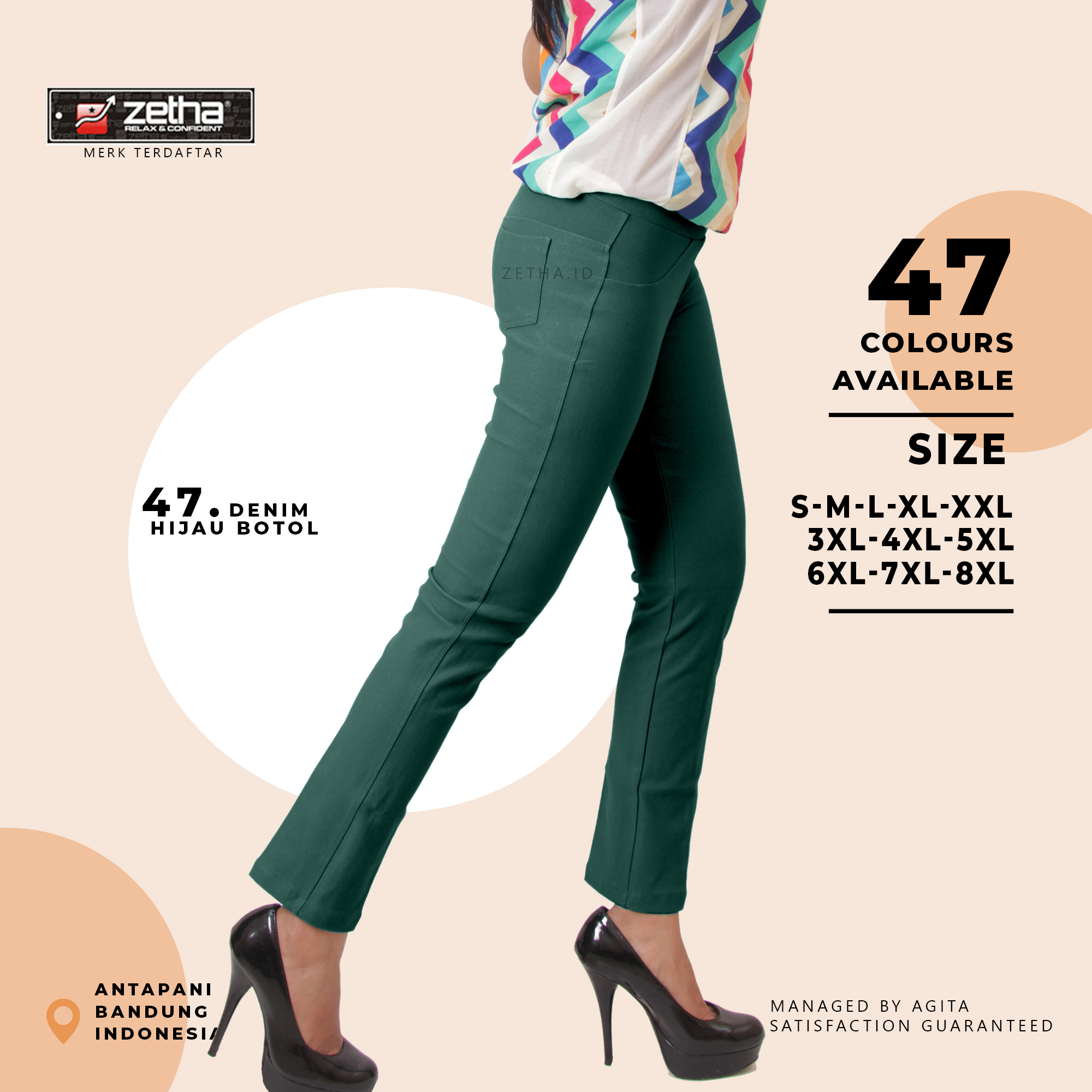 Celana Zetha Denim Hijau Botol | Lazada Indonesia