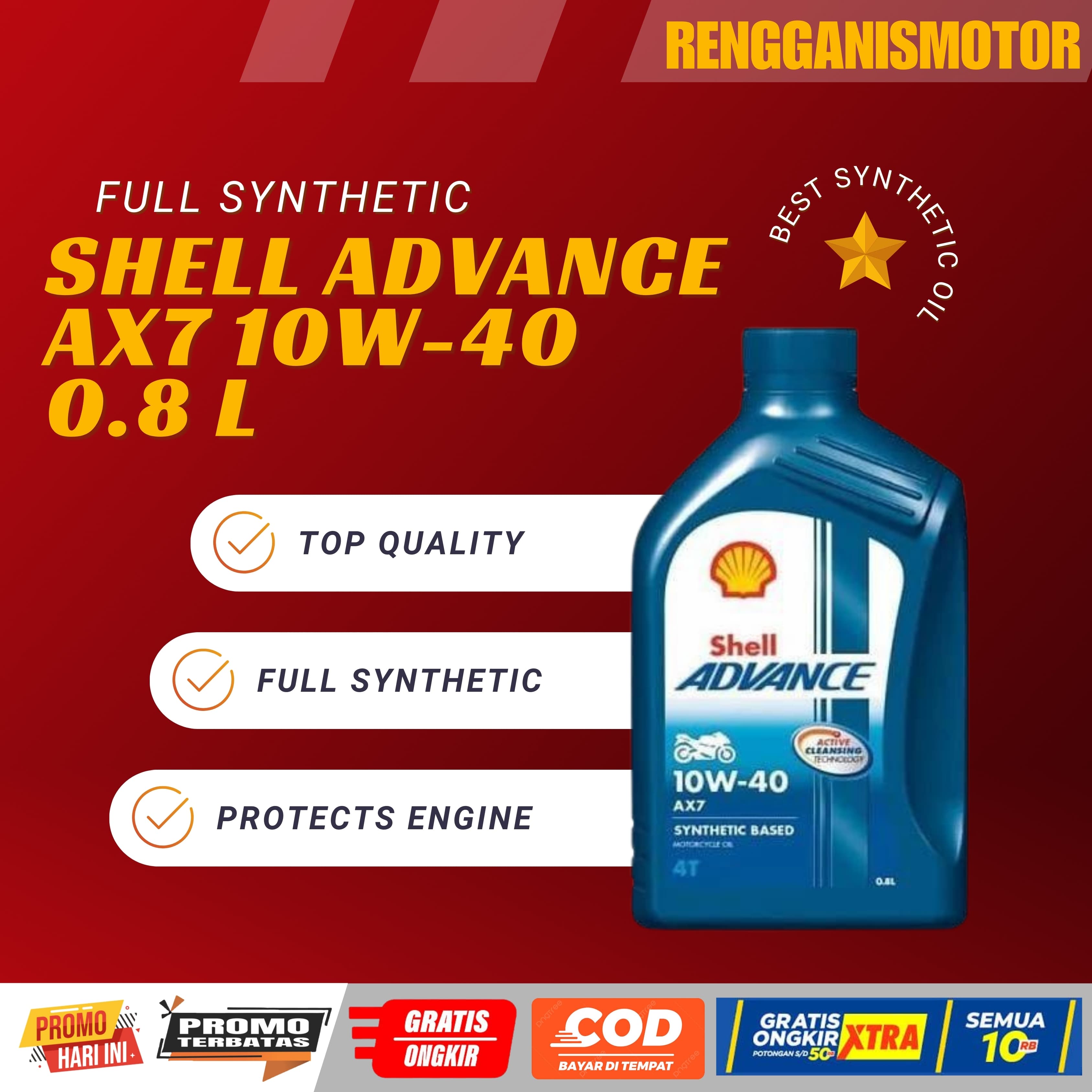 Oli Shell AX7 10W40 0.8 L Matic Advance Shell AX7 800ml | Lazada Indonesia