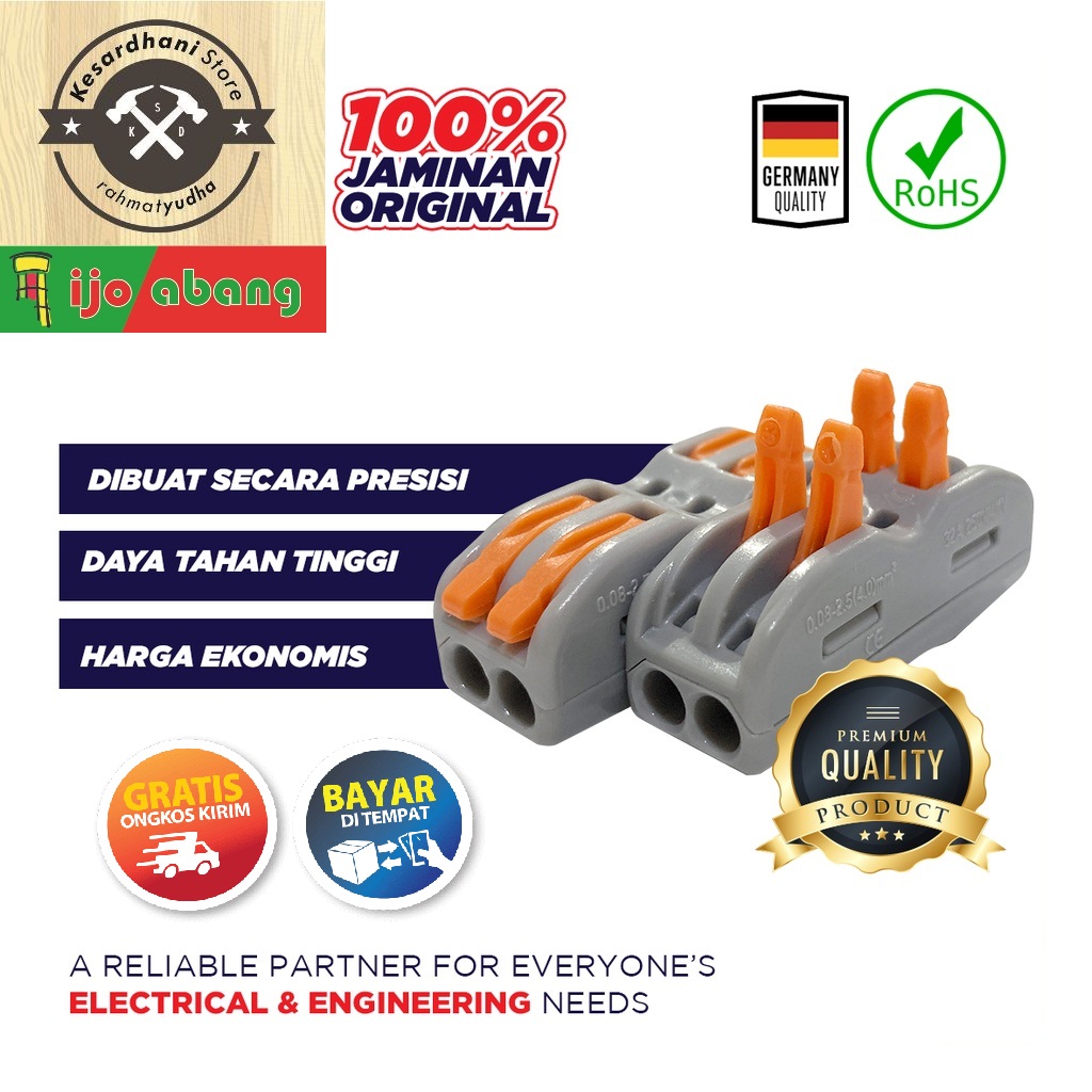 Konektor Sambungan Terminal Kabel Listrik 2x2 pin Block Connector Plug ...