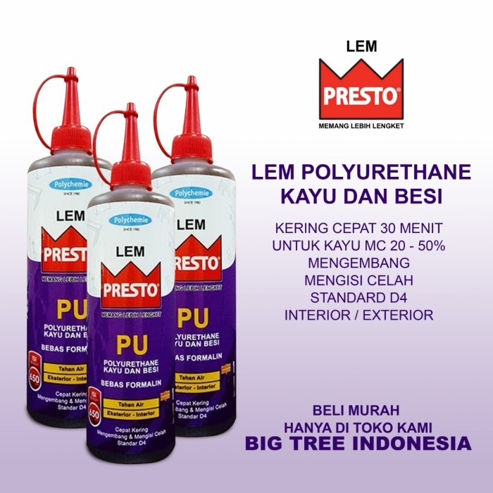 Lem PRESTO PU POLYURETHANE 650 Gram Lem Serbaguna Kayu Besi HPL VENEER Kertas Keramik Lem ...