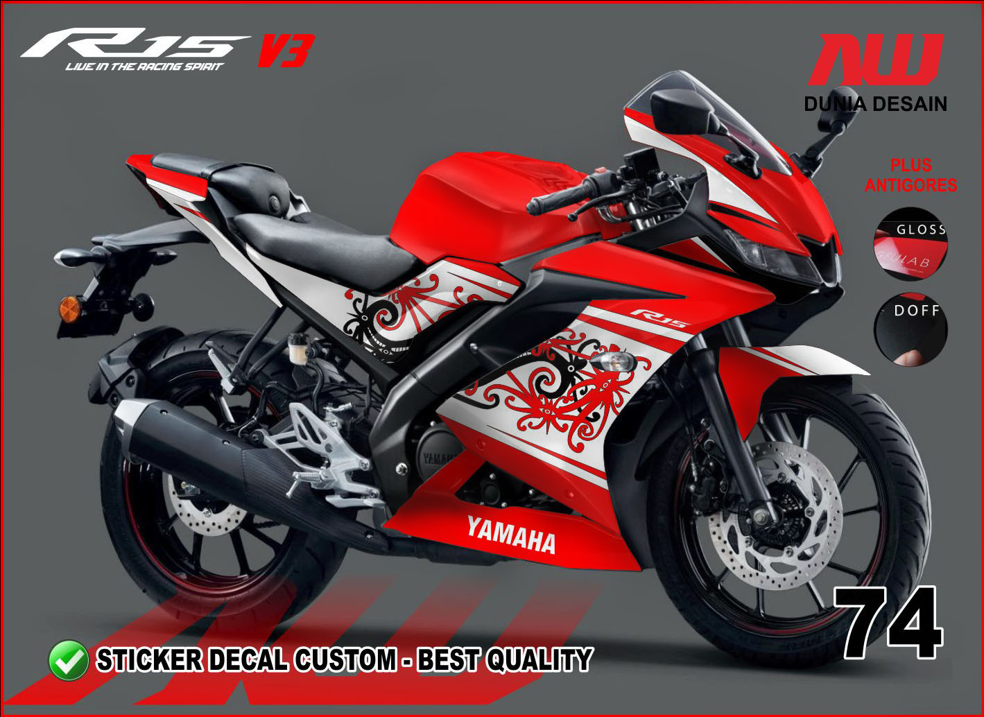 Sticker Decal R15 V3 Desain 73... Decal R15 V3, Decal Yamaha Decal ...