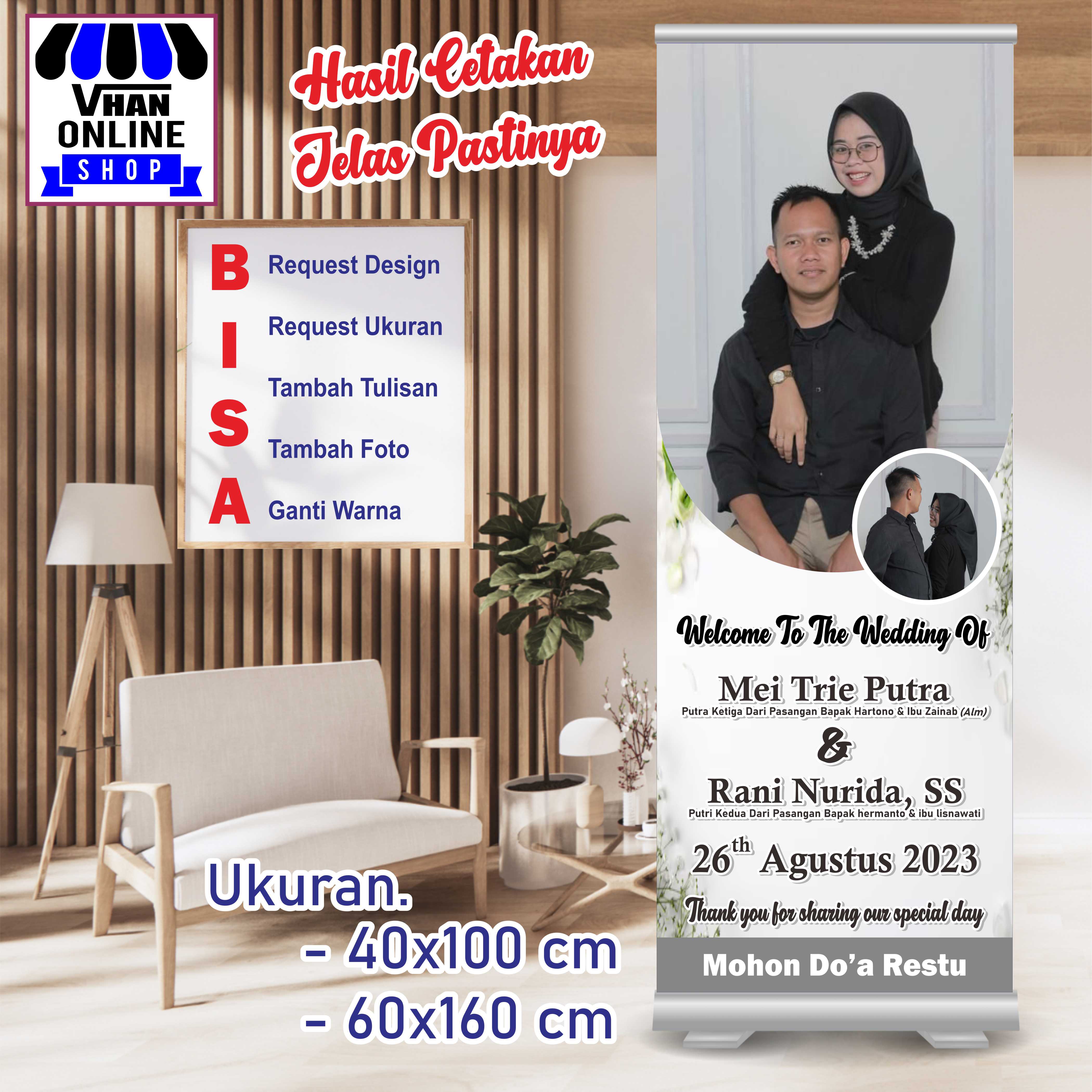Cetak Banner Spanduk Custom Syukuran Wedding Design Warna Putih ...