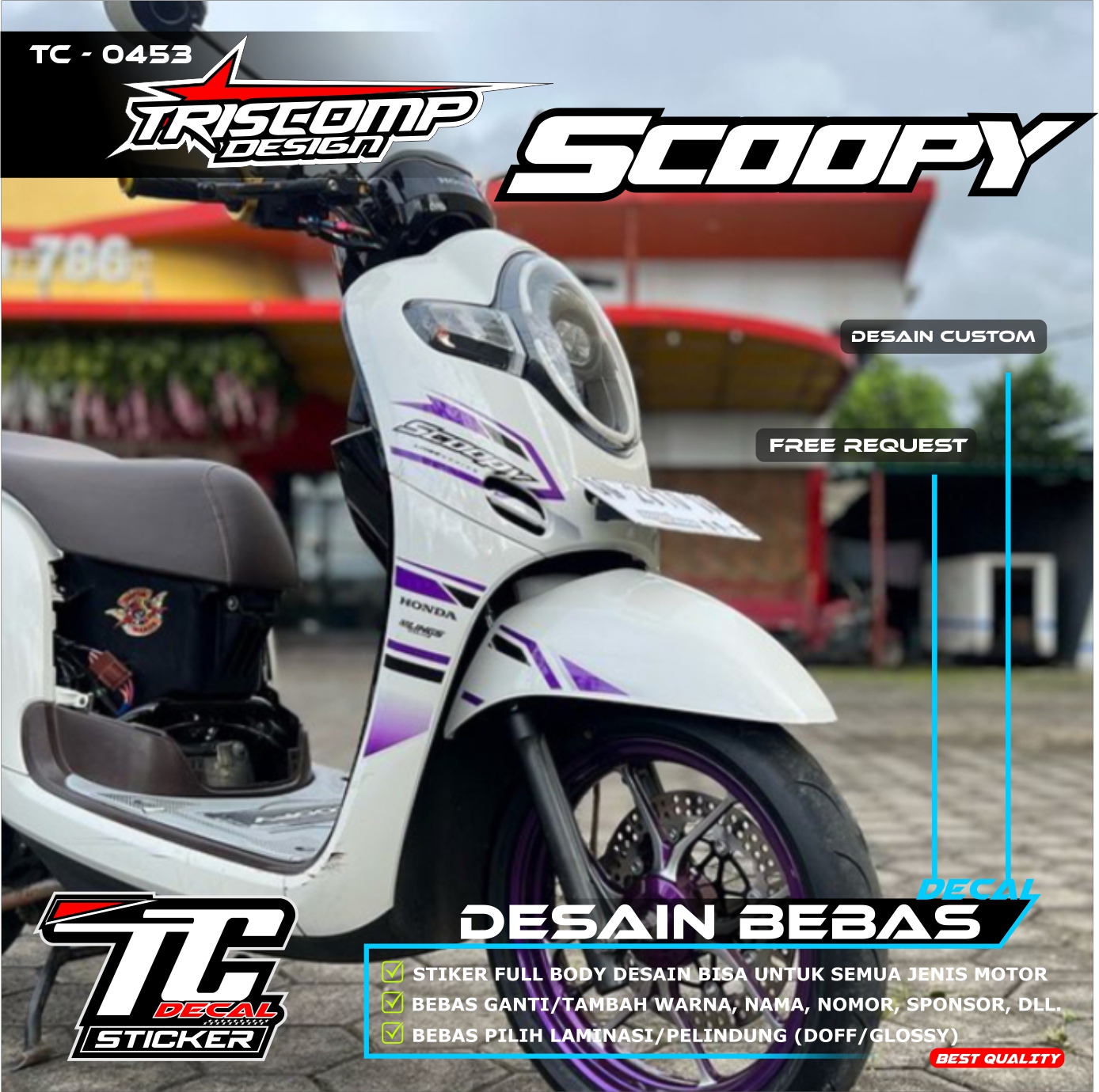 Sticker Scoopy motif terbaru striping transparan Scoopy New Stiker ...
