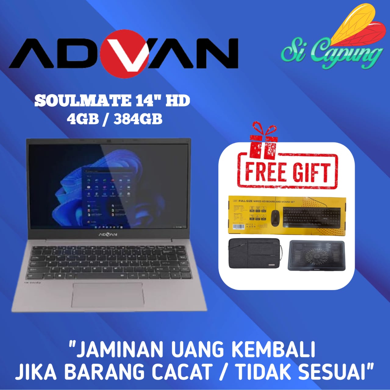 Laptop ADVAN Soulmate Celeron N4020 4GB/128GB (upgradable) 14" HD ...