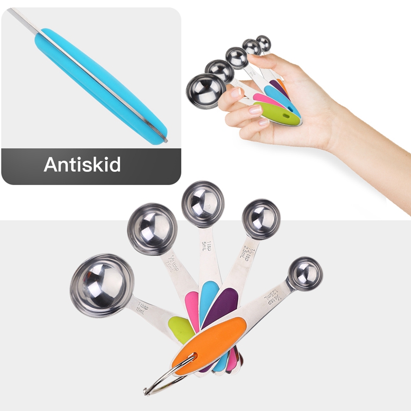Stainless Steel Measuring Spoon Scale Kitchen Silicone Measuring Cups ...