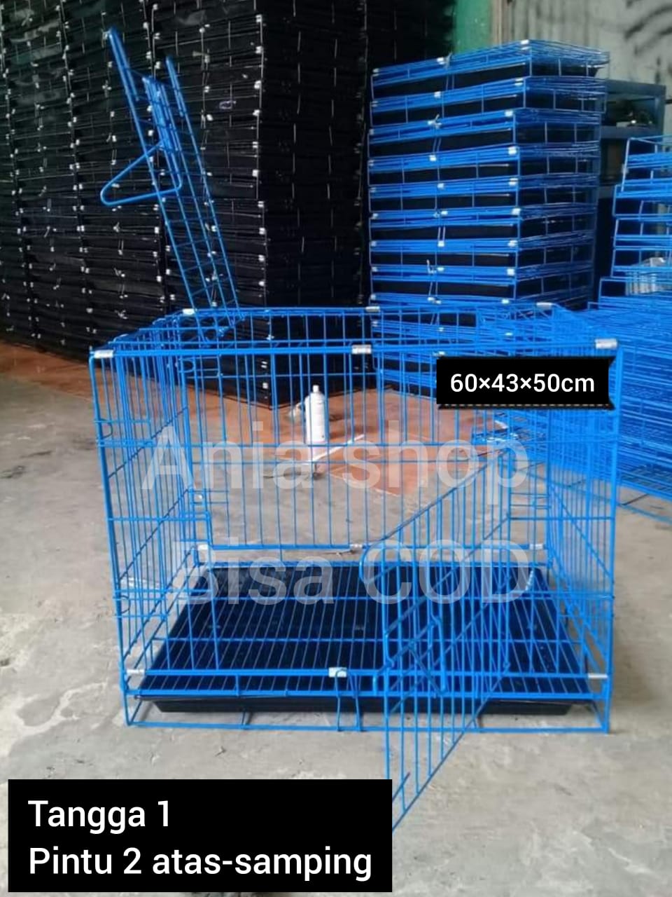 kandang hewan ukuran 60x43x50cm pintu 2 dan tangga 1/kandang lipat besi ...