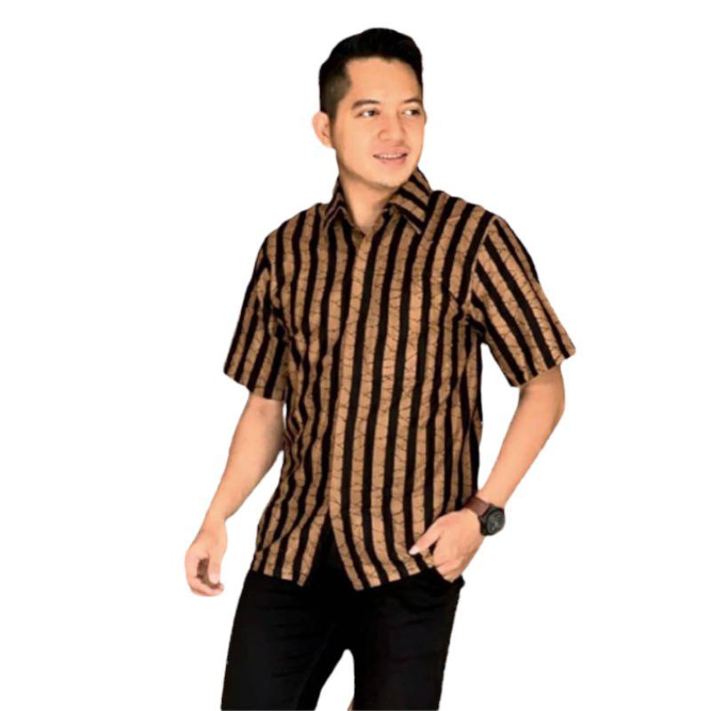 blouse batik lurik coklat klasik / batik pekalongan / blus lurik atasan ...