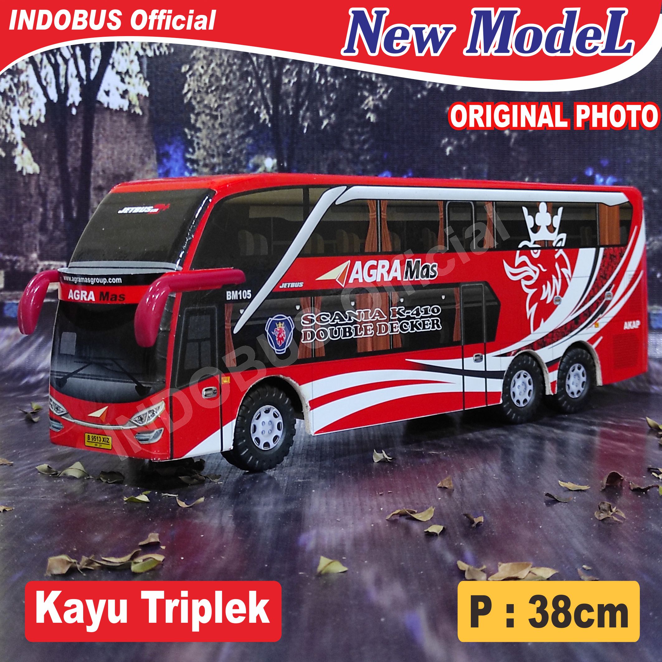 Indobus Miniatur Bus Agra Scania Double Decker | Lazada Indonesia
