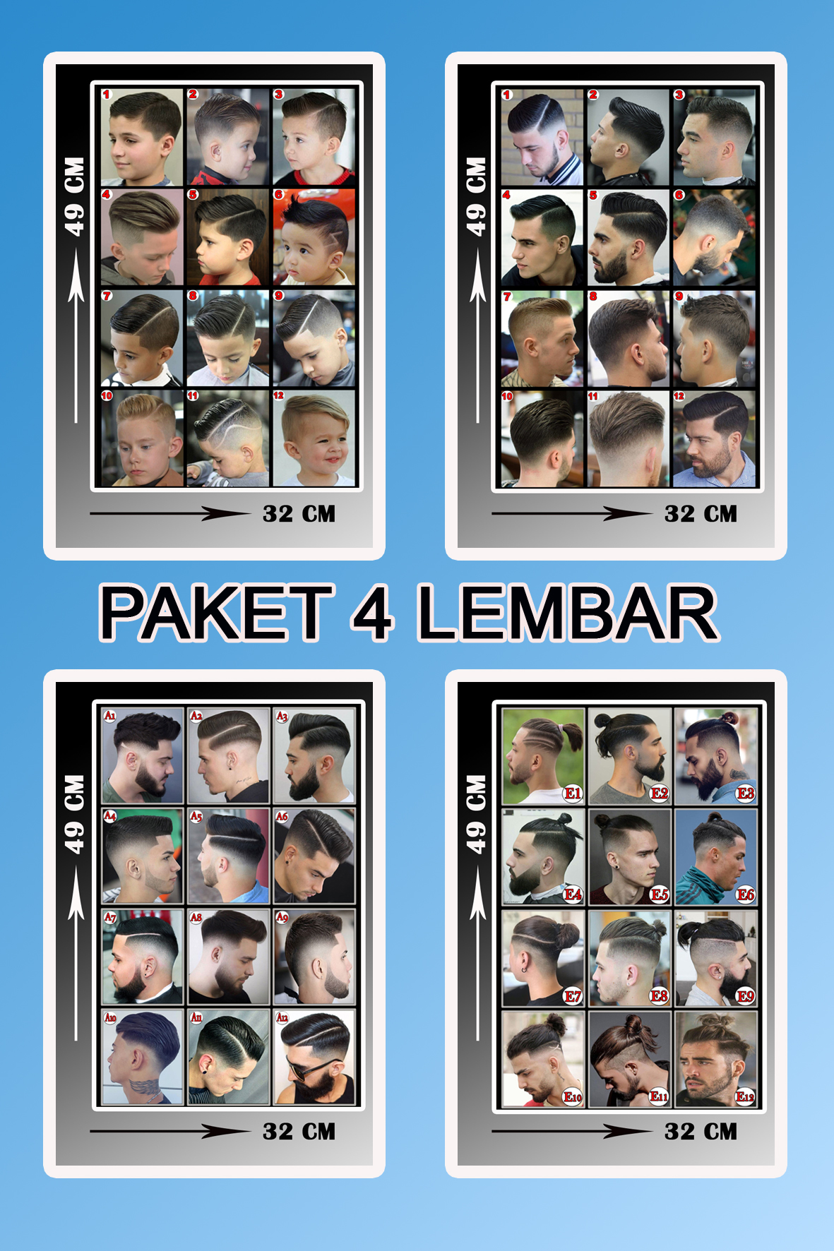 Poster Barbershop / Poster Pangkas Rambut / Poster Salon / Paket 4 ...