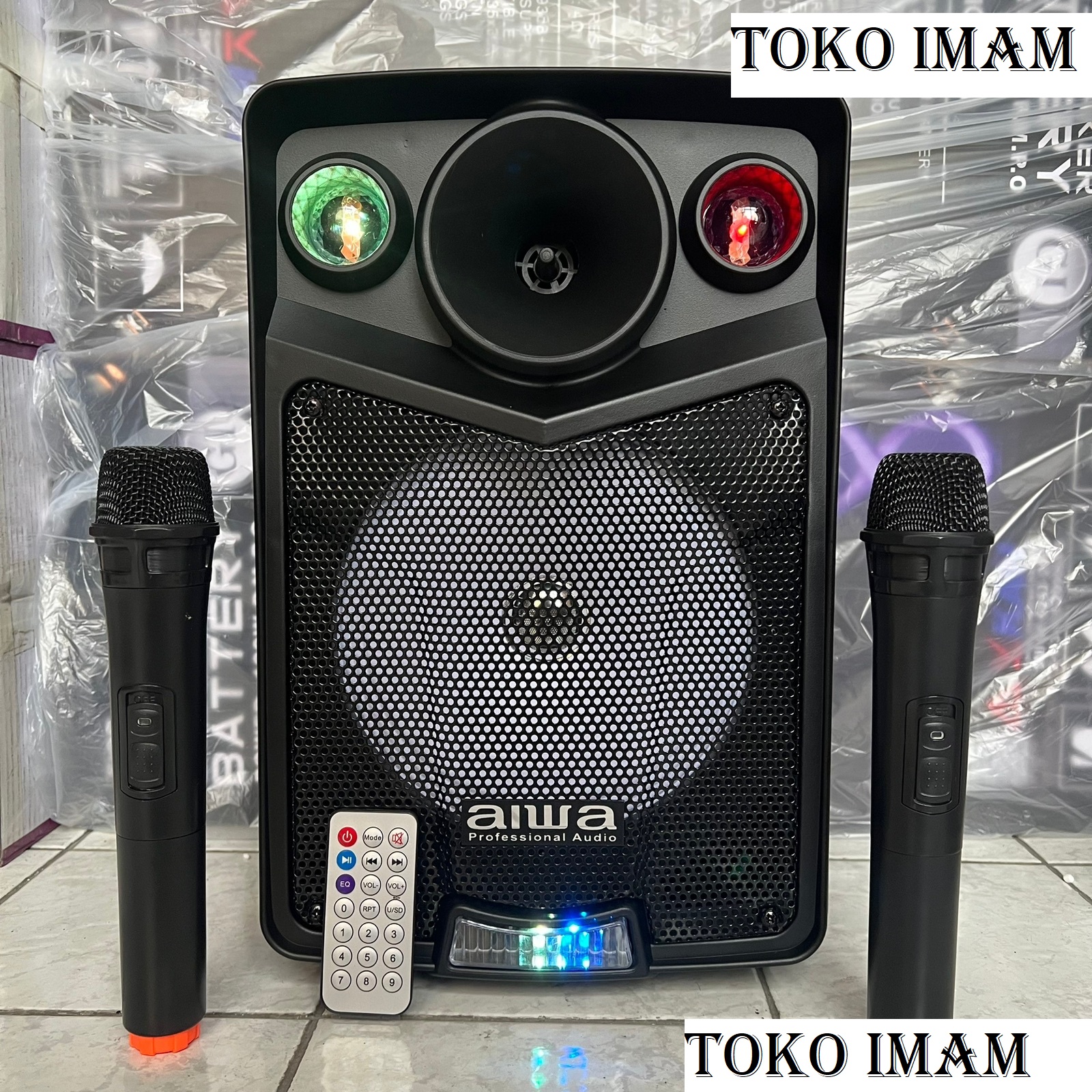 Speaker portable wireless Aiwa 238O 8inch Bluetooth free 2 mic wireless ...