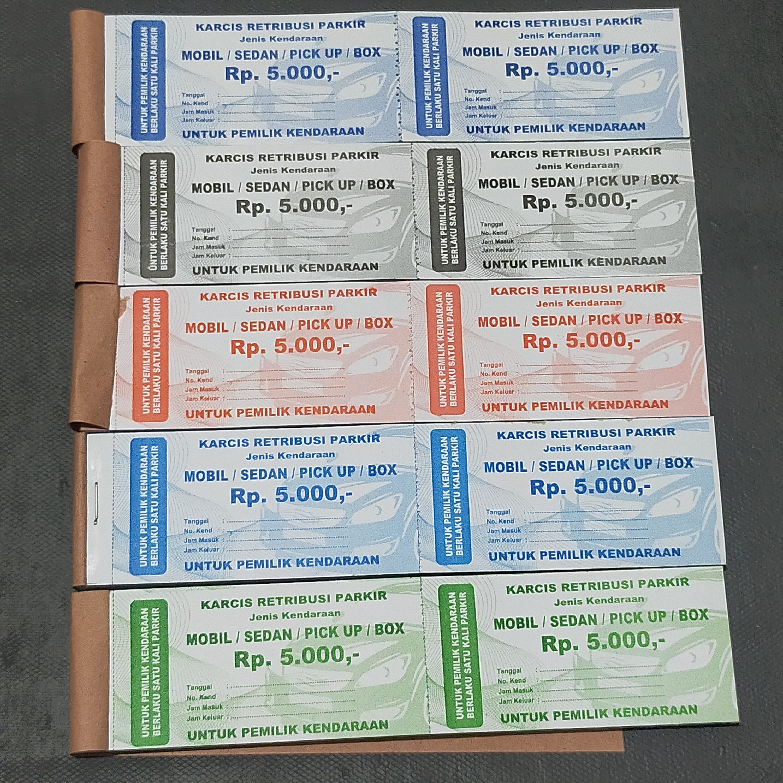 Karcis parkir motor mobil truck bis NOMINAL 100 lembar 2 sisi universal ...