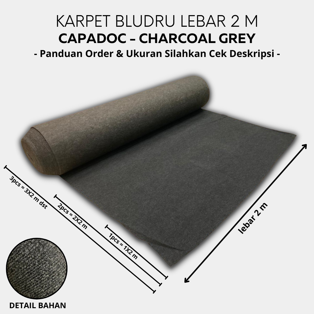 Karpet Meteran CAPADOC uk 1 x 2 Meter Karpet Kantor - Charcoal Grey ...
