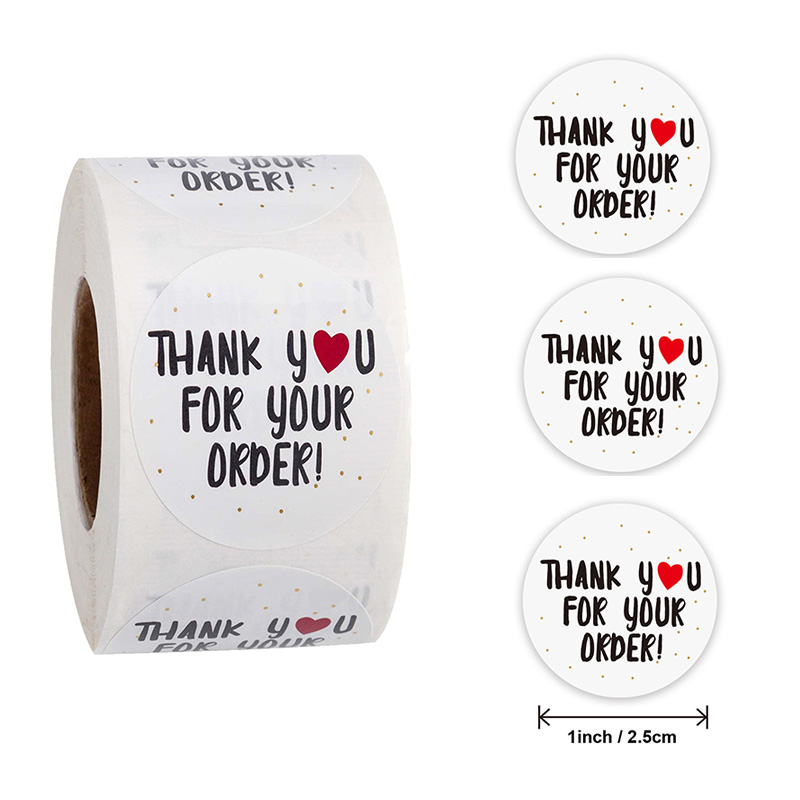 FXG - 1 Roll 500 PCS Sticker Label Makanan Tulisan Thank You For Your ...