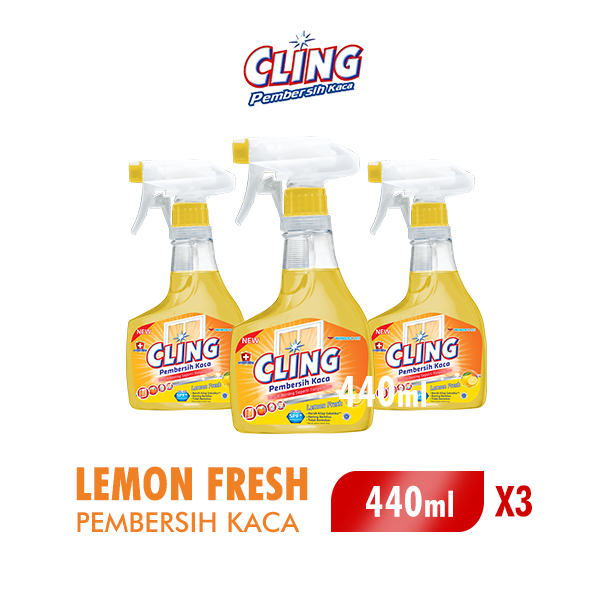 [Paket Isi 3] CLING Pembersih Kaca Lemon Fresh 440ML | Lazada Indonesia