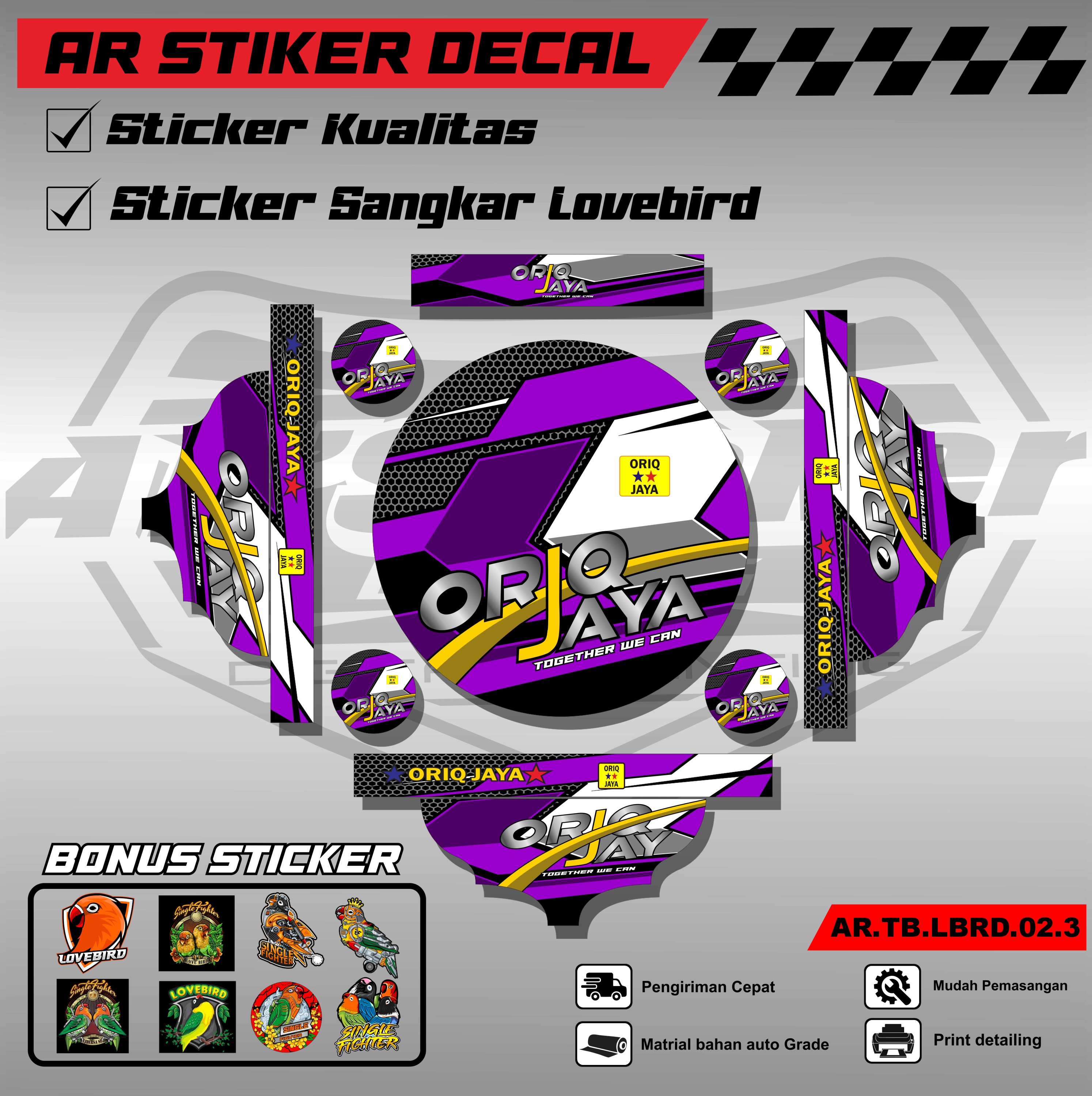 Stiker Tebok Lovebird Motif Oriq Jaya - Sticker Decal Sangkar Burung ...