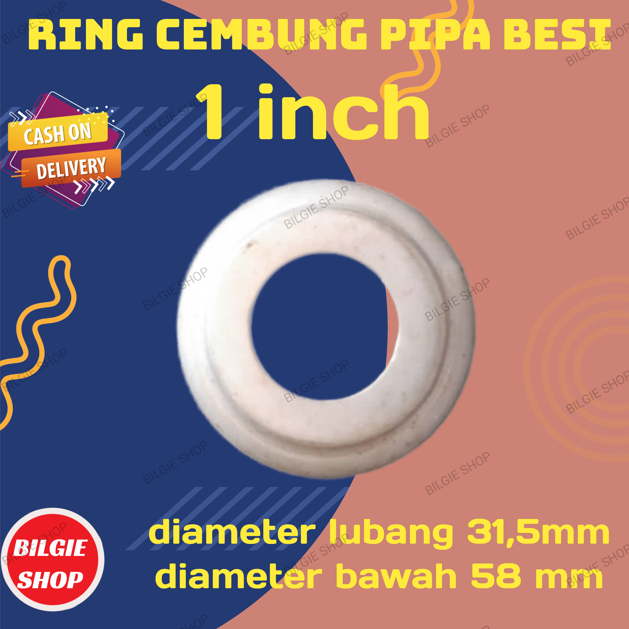 ring pipa uk 1 inch kaki tapak kring cembung aksesoris ornamen pintu ...