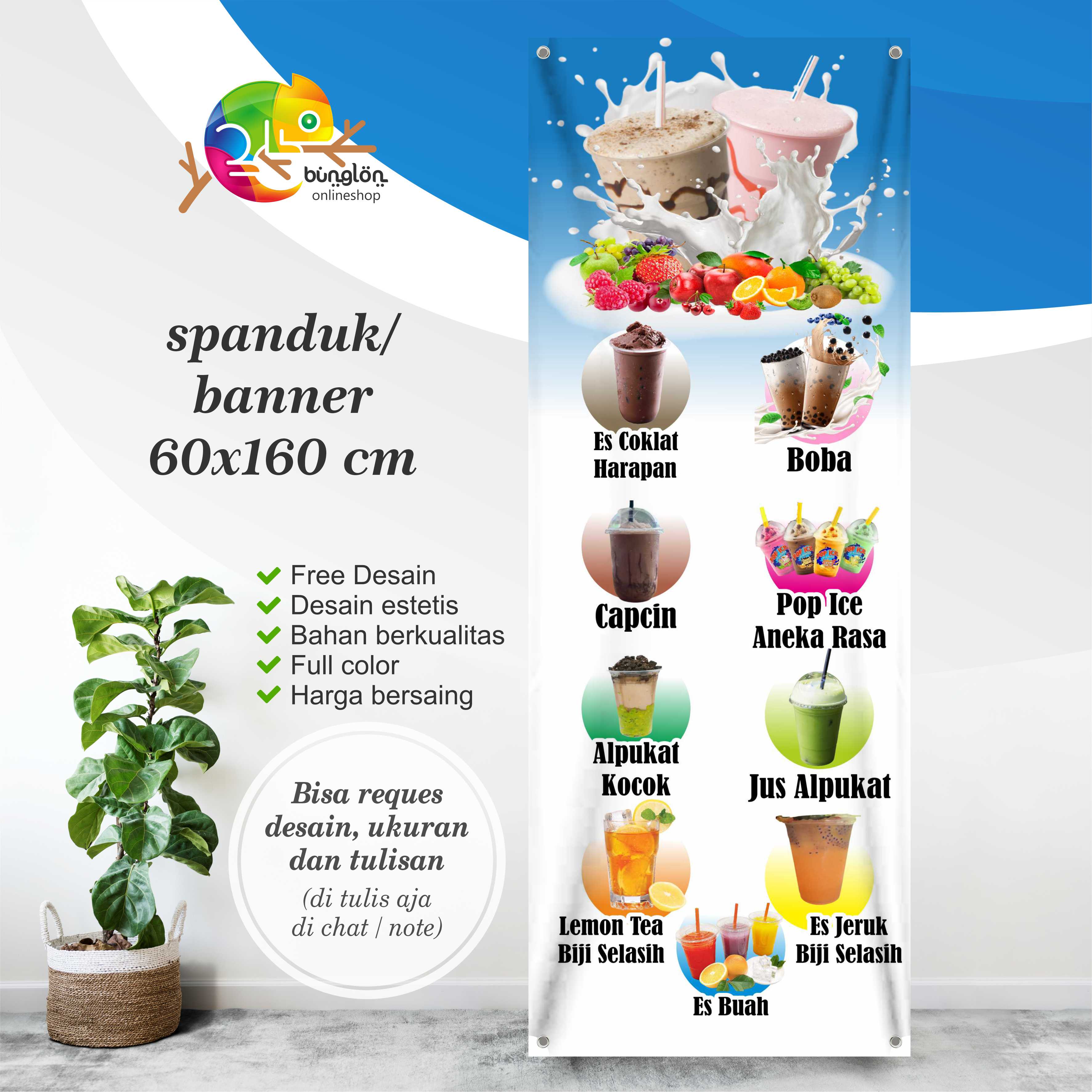 Spanduk Es buah Segar, Spanduk Aneka Minuman, Spanduk Boba Pop Ice ...