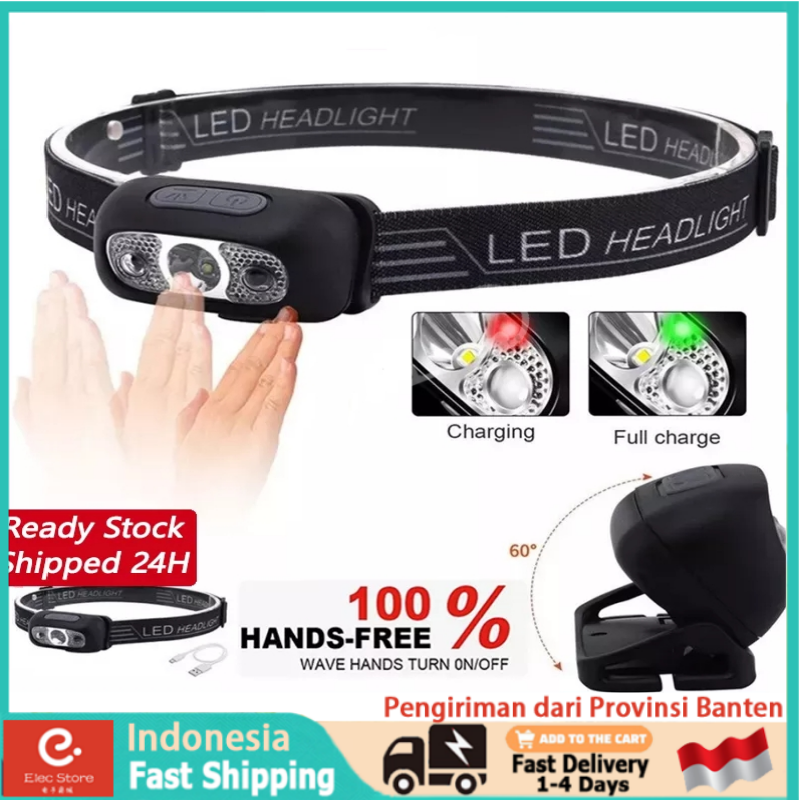 Elestore Headlamp irco Outdoor Waterproof USB - Senter Kepala LED Anti ...