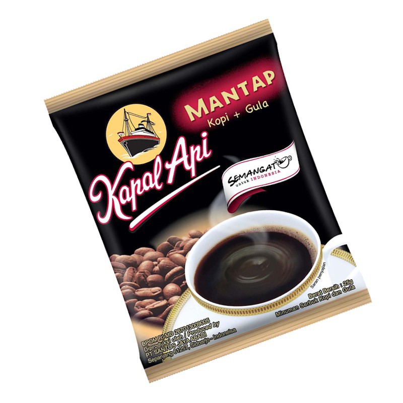 Kapal Api Instant Coffee Mantap (Kopi + Gula) 10 x 25gr Expired Oktober ...