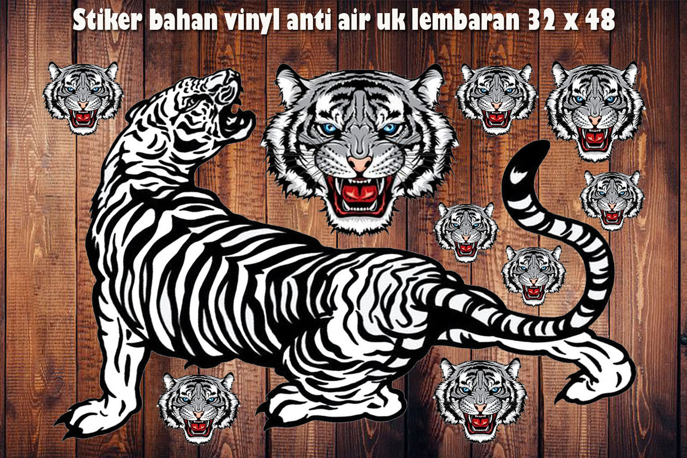Sticker Vinyl sudah di Cutting Lembaran uk 32 x 48 cm motiv harimau ...