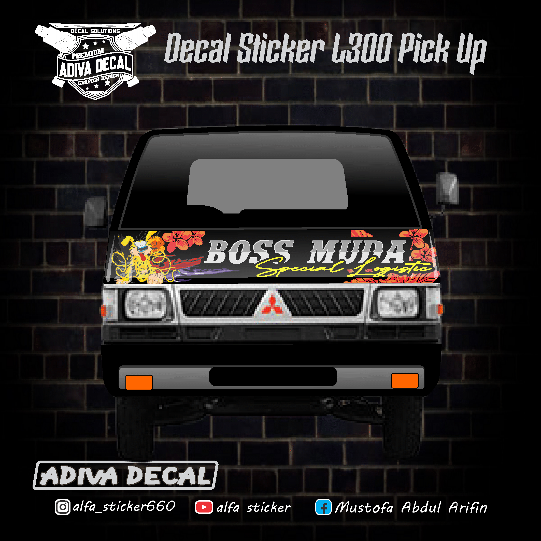STICKER KABIN DEPAN PICK UP L300 - DECAL STIKER PICK UP L300 (( BOS ...
