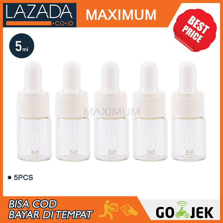MAX COD - [BOTOL PIPET 5ML BENING 5PCS] Botol Pipet Kaca Tebal Bening ...
