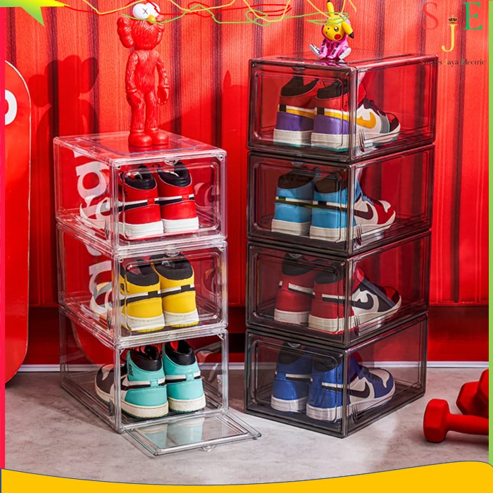 Sneaker BOX Kotak sepatu Pintu Samping Transparan Tutup Magnet Rak ...