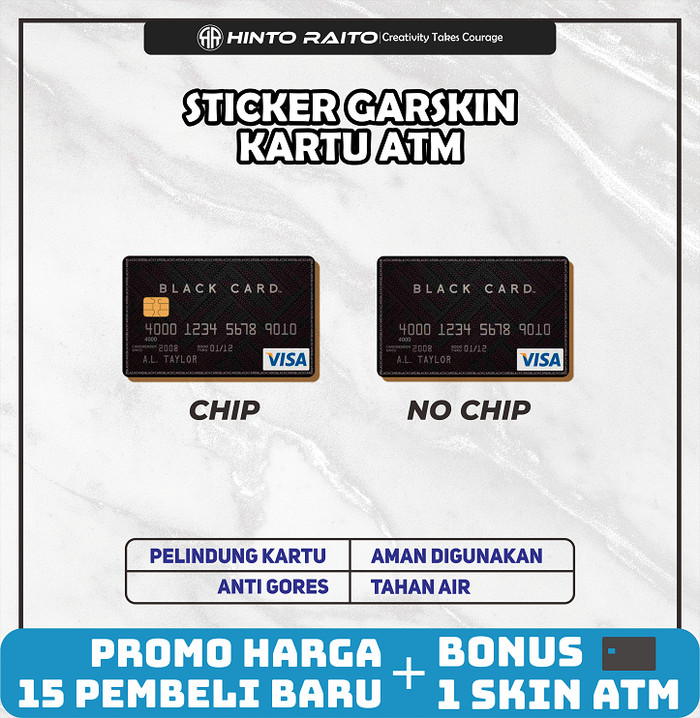 Garskin Stiker Kartu ATM FLazz Emoney Etoll - BLACK CARD VS - CHIP ...