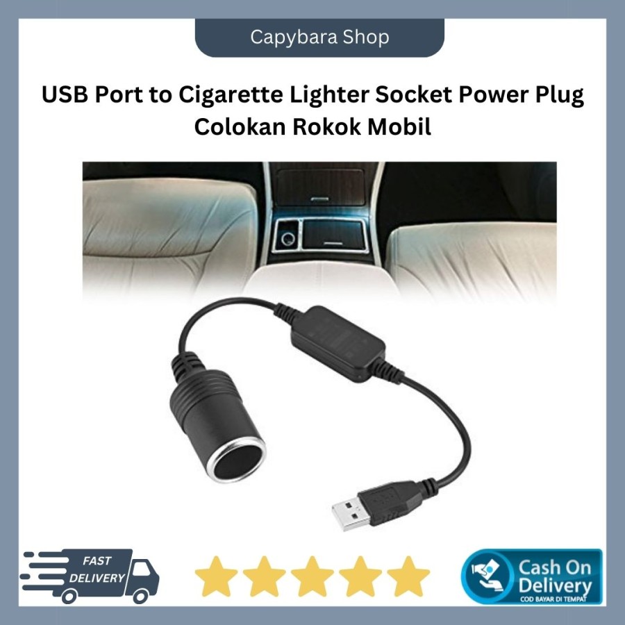 USB Port to Cigarette Lighter Socket Power Plug Colokan Rokok Mobil ...