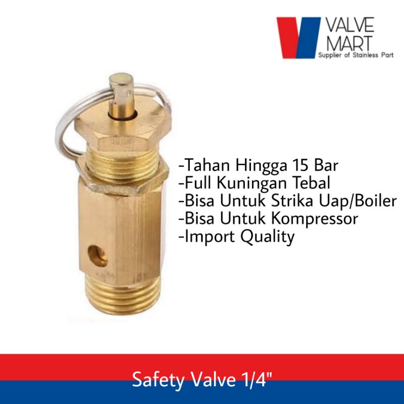 Safety Valve Kuningan Drat 1/4" Setrika Uap Boiler Kompressor | Lazada ...