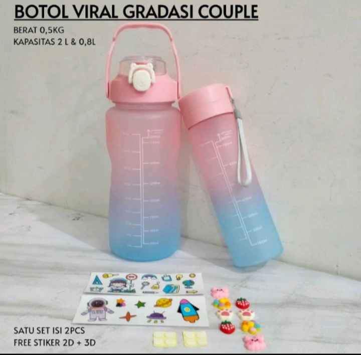 BOTOL VIRAL GRADASI BERANAK 2 LITER + BOTOL GRADASI 800ML | Lazada ...