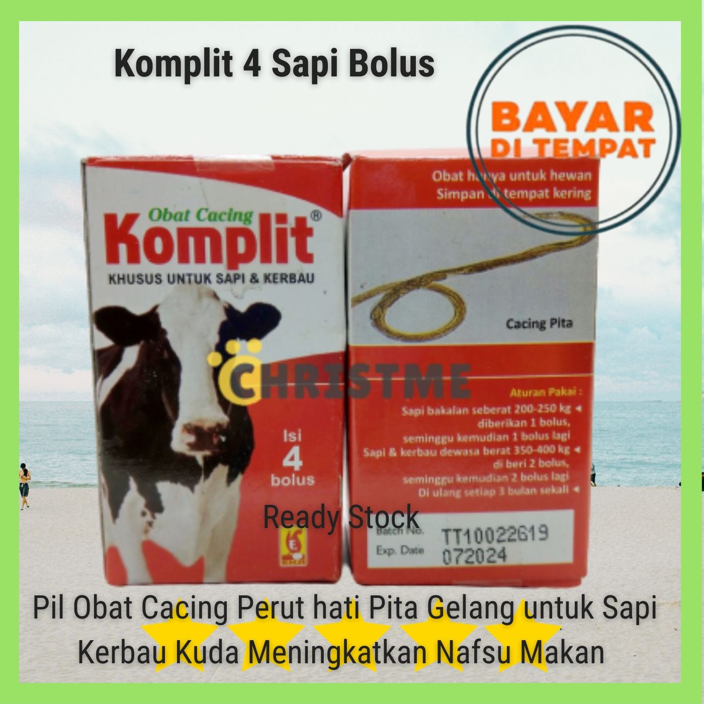 Komplit 4 Bolus Sapi Original - Pil Obat Cacing Perut hati Pita Gelang ...